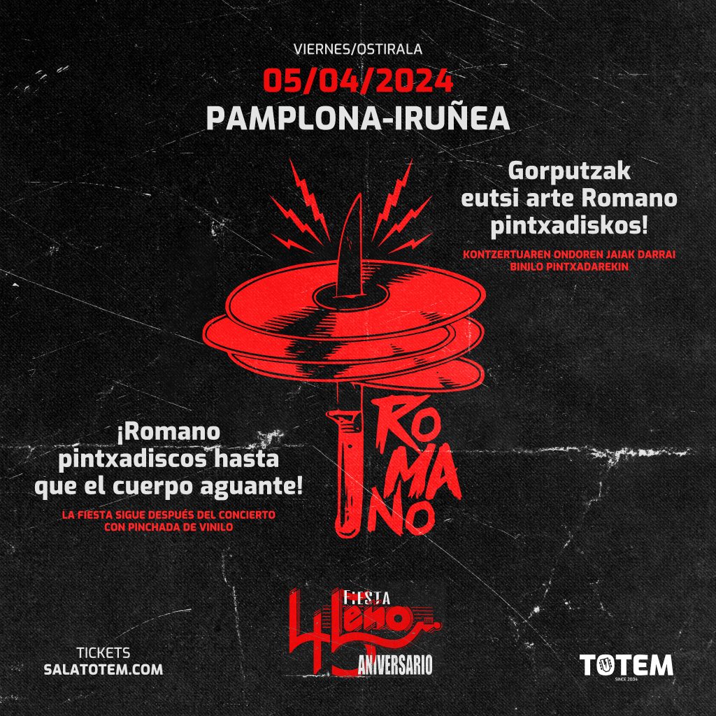 2024 – 5 DE ABRIL // FIESTA 45 ANIVERSARIO LEÑO – Sala Totem Aretoa