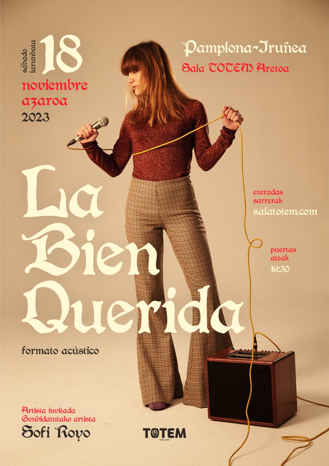 2023 – 18 DE NOVIEMBRE // LA BIEN QUERIDA + SOFI ROYO – Sala Totem Aretoa
