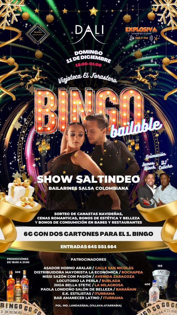 2022 – 11 DE DICIEMBRE / BINGO BAILABLE – Sala Totem Aretoa