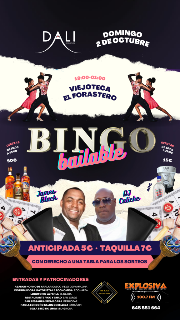 2022 – 2 DE OCTUBRE / BINGO BAILABLE – Sala Totem Aretoa